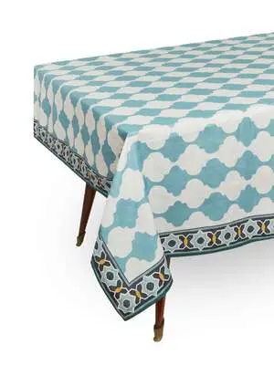 La DoubleJ Plaza Linen Tablecloth - Blue