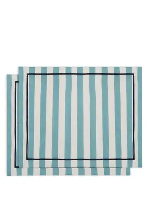 La DoubleJ Striped Linen Placemats - Blue