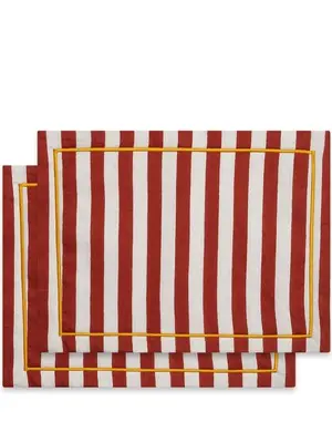 La DoubleJ Striped Linen Placemats - Orange