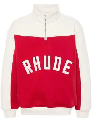 Rhude Contrast Varsity Cotton Sweatshirt - Red