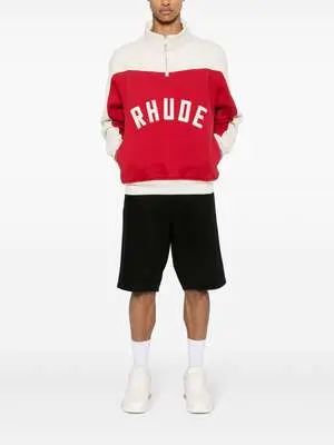 Rhude Contrast Varsity Cotton Sweatshirt - Red