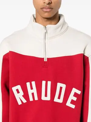 Rhude Contrast Varsity Cotton Sweatshirt - Red