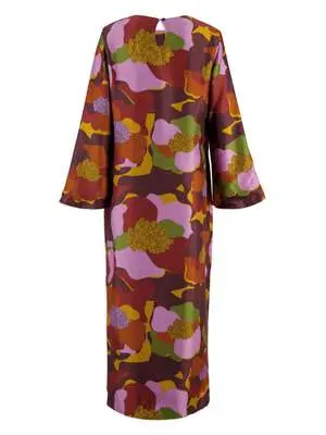 PAULA Shirley Graphic-print Silk-twill Dress - Brown