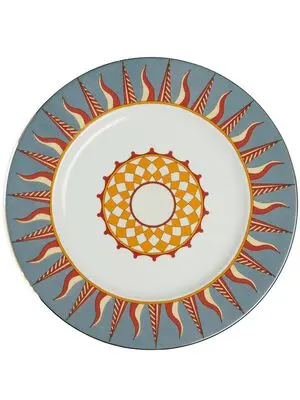 La DoubleJ Geometric-print Porcelain Charger Plate - Grey
