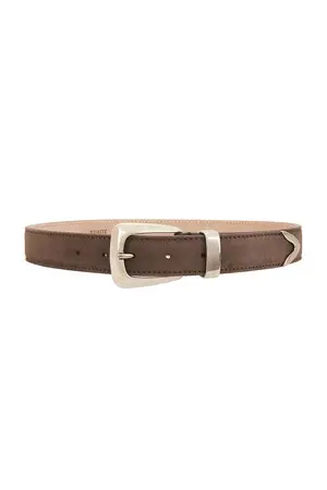 Khaite Benny Suede Belt - Toffee & Antique Silver