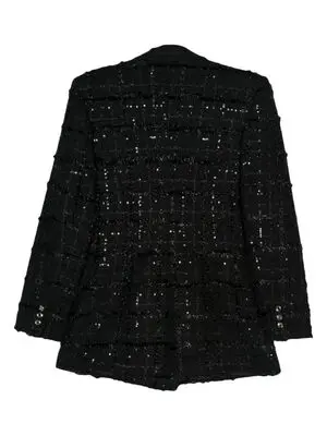 Alessandra Rich Double-breasted Tweed Blazer - Black
