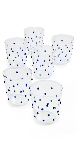 ZAFFERANO Party Tumbler Set Of 6 - Blue Dots