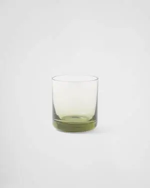 Prada Set Of Two Crystal Tumbler Glasses Plinth - Moss