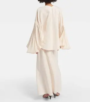Khaite Quico Silk And Cotton Organza Top - Beige