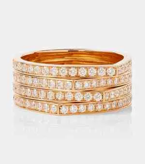 REPOSSI Antifer 4-row 18k Rose Gold Diamond Ring - Pink