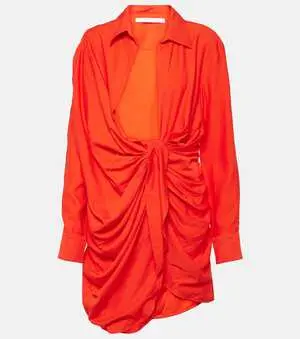 Jacquemus La Robe Bahia Draped Shirt Dress - Orange