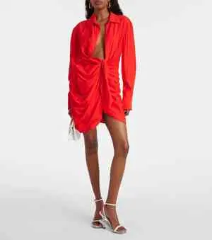 Jacquemus La Robe Bahia Draped Shirt Dress - Orange