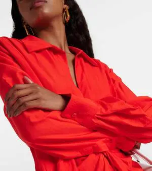Jacquemus La Robe Bahia Draped Shirt Dress - Orange