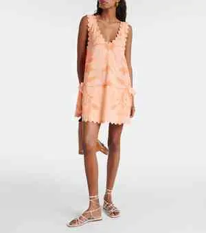 JULIET DUNN Scalloped Floral Minidress