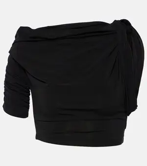 Jacquemus Le Haut Drapeado Jersey Crop Top - Black