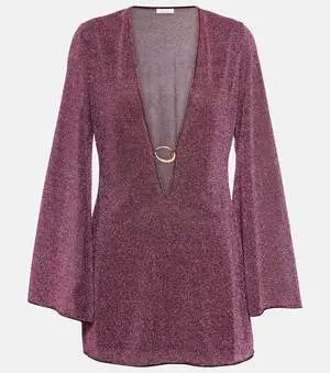 Oseree Lumière O Chain Lamé Beach Dress