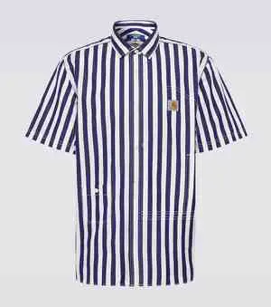 Junya Watanabe X Carhartt Striped Cotton Bowling Shirt - White