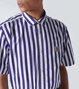 Junya Watanabe X Carhartt Striped Cotton Bowling Shirt - White