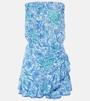 Poupette St Barth Printed Strapless Minidress - Blue