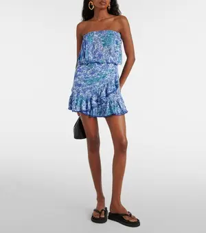 Poupette St Barth Printed Strapless Minidress