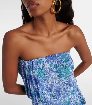 Poupette St Barth Printed Strapless Minidress