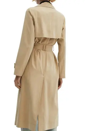 Mango Water Repellent Flowy Lapel Trench Coat - Beige