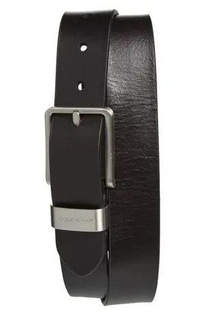 Cole Haan Metal Loop Leather Belt - Black