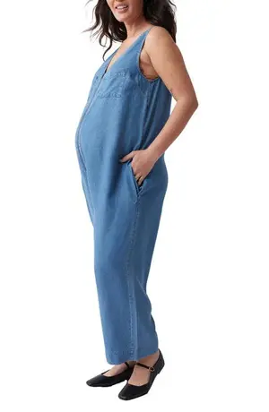 INGRID & ISABEL® Zip Chambray Maternity Jumpsuit