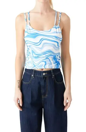 GREY LAB Marble Print Ruched Camisole