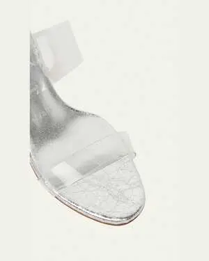 CHRISTIAN LOUBOUTIN Just Nothing Clear Red Sole Slide Sandals - Silver