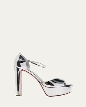 CHRISTIAN LOUBOUTIN Metallic Platform Sandals - Silver