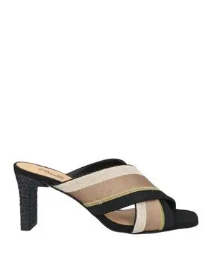 DIANE VON FURSTENBERG X CASTAÑER Woven Striped Heeled Sandals - Black