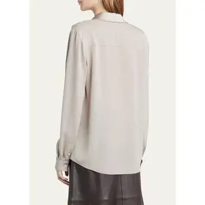 Giorgio Armani Silk Georgette Wrap Blouse - Silver