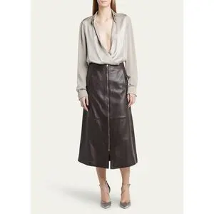 Giorgio Armani Silk Georgette Wrap Blouse - Silver