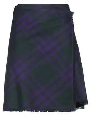 Burberry Mini Tartan Wool Skirt - Purple