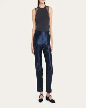 Giorgio Armani Linen Silk Straight-leg Trousers