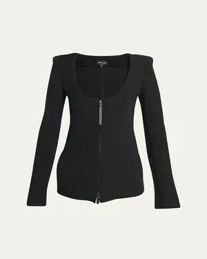 Giorgio Armani Double-jersey Virgin Wool Zip Jacket