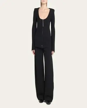 Giorgio Armani Double-jersey Virgin Wool Zip Jacket