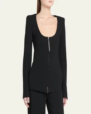 Giorgio Armani Double-jersey Virgin Wool Zip Jacket