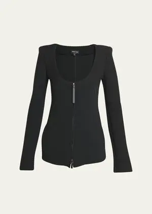 Giorgio Armani Double-jersey Virgin Wool Zip Jacket