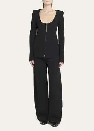 Giorgio Armani Double-jersey Virgin Wool Zip Jacket