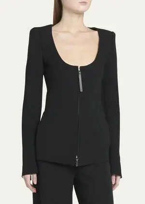 Giorgio Armani Double-jersey Virgin Wool Zip Jacket