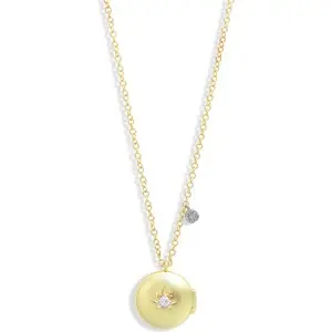 Meira T Diamond Starburst Locket Necklace - Two Toned Yellow Gold