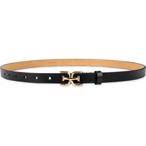 Sam Edelman Double E Logo Leather Belt - Black