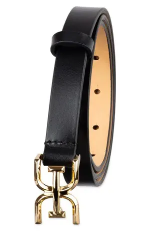 Sam Edelman Double E Logo Leather Belt - Black