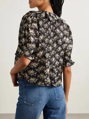 DÔEN Henri Ruffled Pintucked Floral-print Organic Cotton-voile Top - Multi