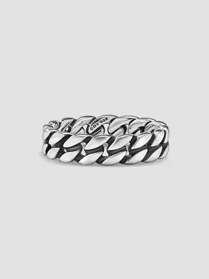 David Yurman Curb Chain Band Ring In Sterling 6mm - Silver