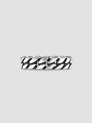 David Yurman Curb Chain Band Ring In Sterling 6mm
