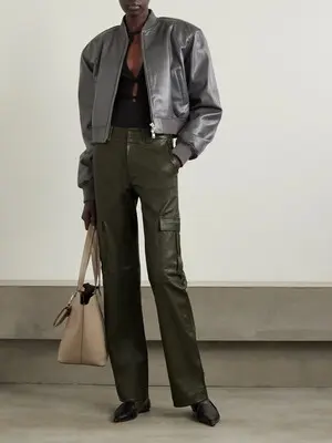 Sprwmn Leather Wide-leg Cargo Trousers