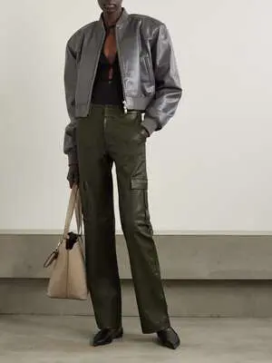 Sprwmn Leather Wide-leg Cargo Trousers